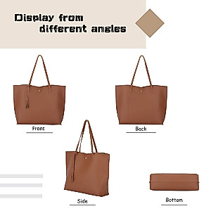 K.EYRE Women's Faux PU Leather Tote Shoulder Purses Bag for women, Big Capacity Tassel Handbag