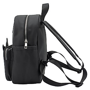 AI ACCESSORY INNOVATIONS Hello Kitty Kuromi Mini PU Backpack Purse, Kawaii Shoulder Bag with Epoxy Filled Metal Bow w/Skull Charm, 10.5 Inch, Anime Travel Bag, Faux Leather