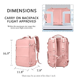 MOLNIA Travel Backpack for Women, Airline Approved Carry on Backpack 17.3" Laptop Backpack Casual Daypack for Work College (Pink)