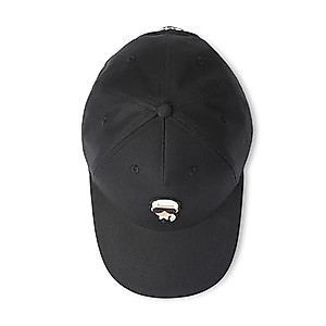 Karl Lagerfeld Paris Women's Tape Brim Karl Character Head Logo Cap, Black_logotape