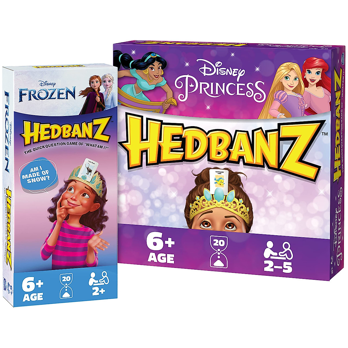 Spin Master Games Hedbanz Disney Princess Game with Hedbanz Frozen Game 2-Pack Bundle, Classic Question Game for Kids and Families, Ages 6 and up, Amazon Exclusive