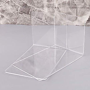 tegongse 2Pcs Book Ends, Clear Acrylic Bookends, Non-Skid Bookend Supports, Book Stopper for Books/Movies/CDs/Video Games