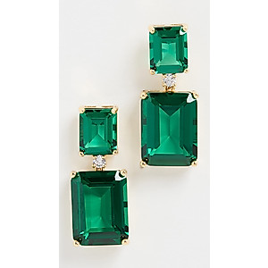 Kenneth Jay Lane Women's Double Drop Earrings, EMGO, Green, One Size