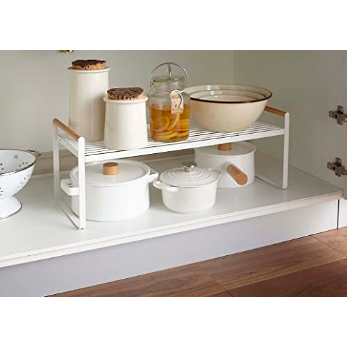 YAMAZAKI home Wired Organizer Rack-Kitchen Storage Shelves, One Size, White - 3803