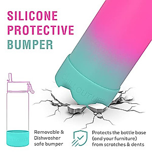 CHILLOUT LIFE 22 oz Kids Insulated Water Bottle for School with Straw Lid Leakproof and Cute Waterproof Stickers, Personalized Stainless Steel Thermos Flask Metal Water Bottle, Frozen Slushy