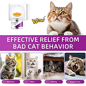 G · PEH Cat Pheromones Calming Diffuser, 2 Pack Premium Pheromone Diffuser for Cats, Cat Calming Diffuser with 2 Diffuser + 2 Refill 48ml Vial Relieve Anxiety Stress for Cats Calm for 60 Days