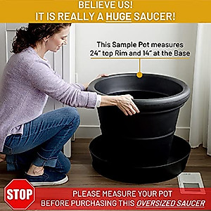 Garden Hour 25" Extra-Large Plant Saucers for Potted Plants & Felt Mat for Floor Protection - Plastic Plant Trays for Indoors No Holes - Extra-Deep Drip Trays for Potted Plants - 25W x 4.2D in.