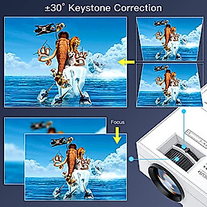 Mini Projector for iPhone, Full HD 1080P Supported Video Projector, 9000L Home Theater Movie Projector Compatible w/ TV Stick HDMI VGA USB AV Android/iOS