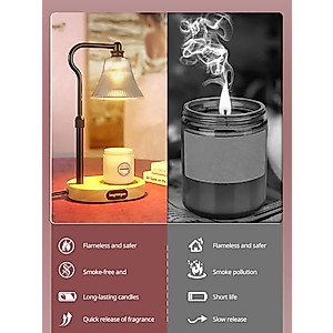 Inspireyes Candle Warmer Lamp, Electric Candle Warmer with Timer Dimmer, Height Adjustable Wax Melter Warmer for Jar Candles Scented Wax, House Warming Gifts New Home Decor, Gift for Mom, Flameless