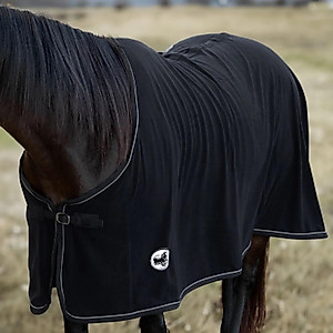Jeffers Horse Fleece Cooler Blanket - Lightweight, Moisture-Wicking Western Blanket for Winter Warmth & Stable Use, Adjustable Fit, Durable & Easy-Care - Size 69", Black