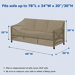 SunPatio Outdoor Couch Cover 80 Inch, Heavy Duty Waterproof 3-Seater Patio Sofa Cover with Seam Taped, Fade & Wind & Rip Resistant Patio Bench Cover for Outdoor Furniture, 80" L x 36" W x 30" H, Taupe