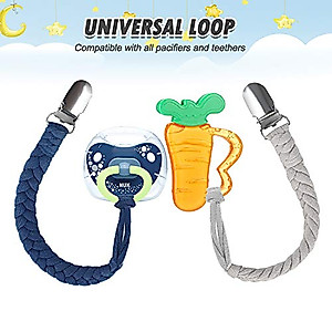 Pokipaw Pacifier Clip for Boys and Girls, 6 Pack Baby Pacifier Holder Leash 100% Handmade Braided Fits All Pacifiers & Teething Toys Modern Unisex Baby Gift