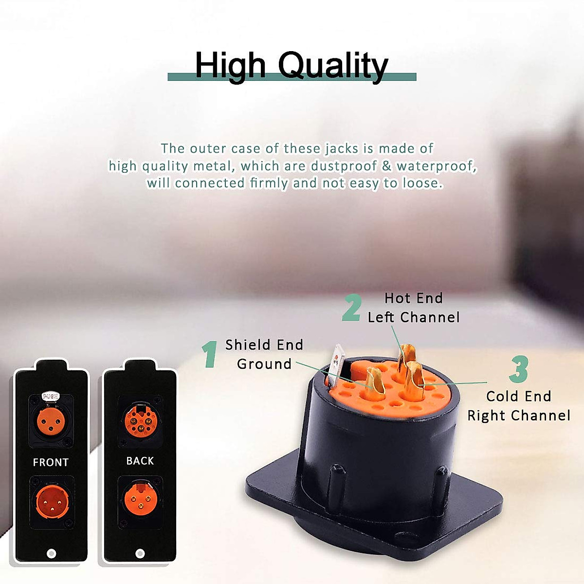 Keadic 8-Pack XLR Male and Female Jack 3 Pin - Chassis Panel Mount Jacks D Series Size, Black Metal Housing - Perfect for Series D Pattern Holes Audio Studio Connector