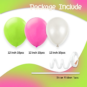 30pcs 12'' Fruit Green Balloons Dark Pink Balloons Pearl White Latex Balloon Bouquet For Birthday Baby Shower Bridal Christening Supplies Celebration Graduation銝沙airy Spring Party Decoration