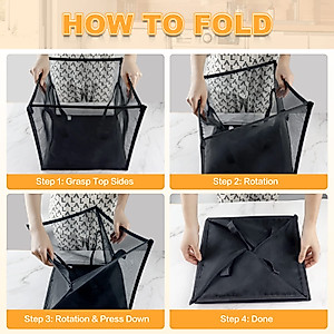 Small Laundry Basket - 1Pcs Laundry Hamper Bag Foldable Dirty Clothes Mesh Basket with Handles Suitable Washing Storage Room Portable Collapsible…