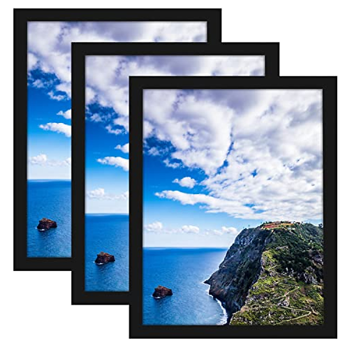 MENNTHUI 11x14 Black Picture Frame Set of 3, Wall Mounting Horizontally or Vertically, Decoration for Photos, Paintings, Posters, Artwork