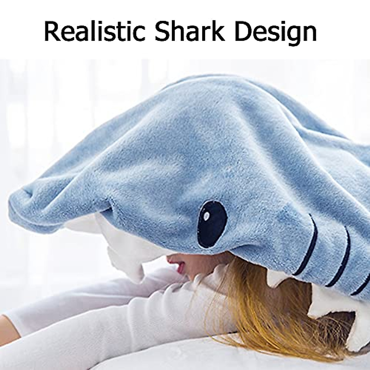 LELEBEAR Shark Blanket, Shark Blanket Hoodie, Shark Wearable Blanket Adult (82.7in*35.4in for Adults a Height of 175-195cm)
