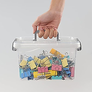 Pekky 5.5 Quart Plastic Latching Storage Bin with Handle, 6 Packs Small Stackable Container Box
