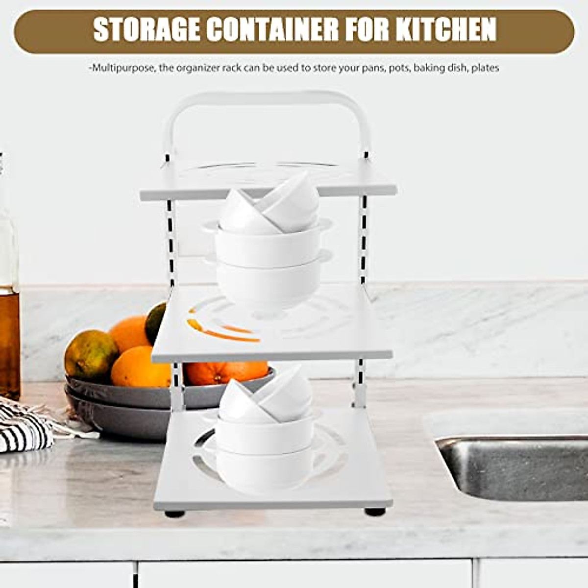 Alipis Multi-Layer Pot Rack White Standing Frame Carbon Steel Cupboard