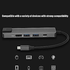 XUNMAIFHB Portable Docking Station,Type c to HDMI 3.0 Splitter with PD Powered RJ45 Network Card Converter Multi-Function Docking SD/TF/HDMI high-Definition Interface Fast Transmission