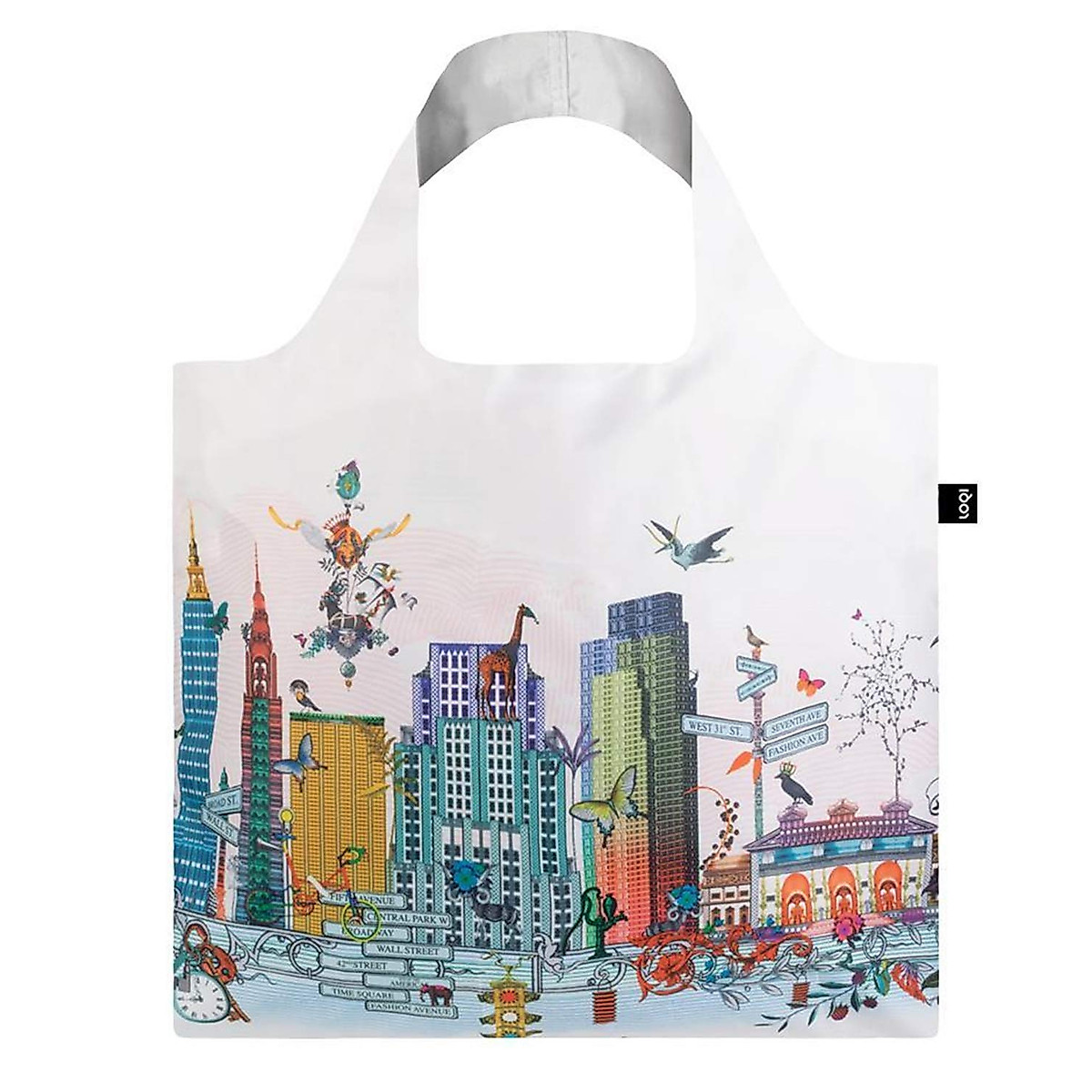LOQI Kristjana S Williams Interiors Reusable Shopping Bags, (Set of 3), New York, London, Skyline