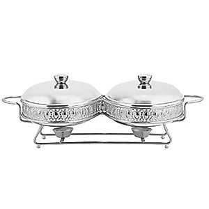 IGUATU Food Heater - Buffet Server and Heater, Burner to Keep Food Warm, Hot Pot Buffet Set with Toughened Glass Lid, Clear Lid Server Hot Pot Buffet Set,(Size:2L,Color:Silver)