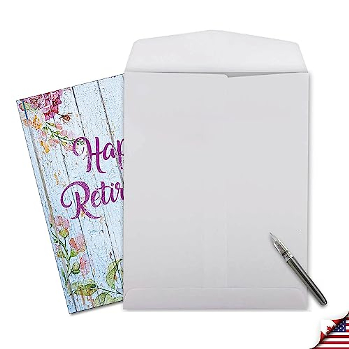 The Best Card Company - 1 Jumbo Congratulations Notecard w/Envelope (Large 8.5 x 11 Inch) Happy Retirement Appreciation with Flowers for Boss, Coworker - Blooming Driftwood J6108JRTG-US