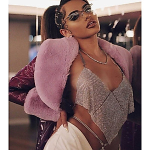 Acenail Sexy Body Chains Silver Crop Tops Bikini Sequins Halter Backless Bra Body Chain Crystal Beach Boho Body Jewelry for Women and Girls