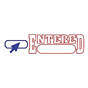 AccuStamp - ACCU-STAMP2 Message Stamp with Shutter, 2-Color, ENTERED, 1-5/8" x 1/2" Impression, Pre-Ink, Red and Blue Ink (035544)