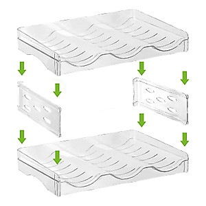 Stackable Bottle Rack Organizer for Refridgerator, Stackable Canned Food Pop Cans Container Water Tumbler for Fridge Pantry Rack Freezer, Clear Plastic Storage Bins,Holds 6-12 Long Bottles Cans Each