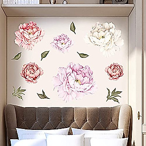 Removable Creative 3D Flower Wall Decal DIY Flowers Wall Decor Floral Wall Peel and Stick Sticker for Girls Teens Nursery Babys Bedroom Living Room Home Offices Kids Room Decoration (Peony)
