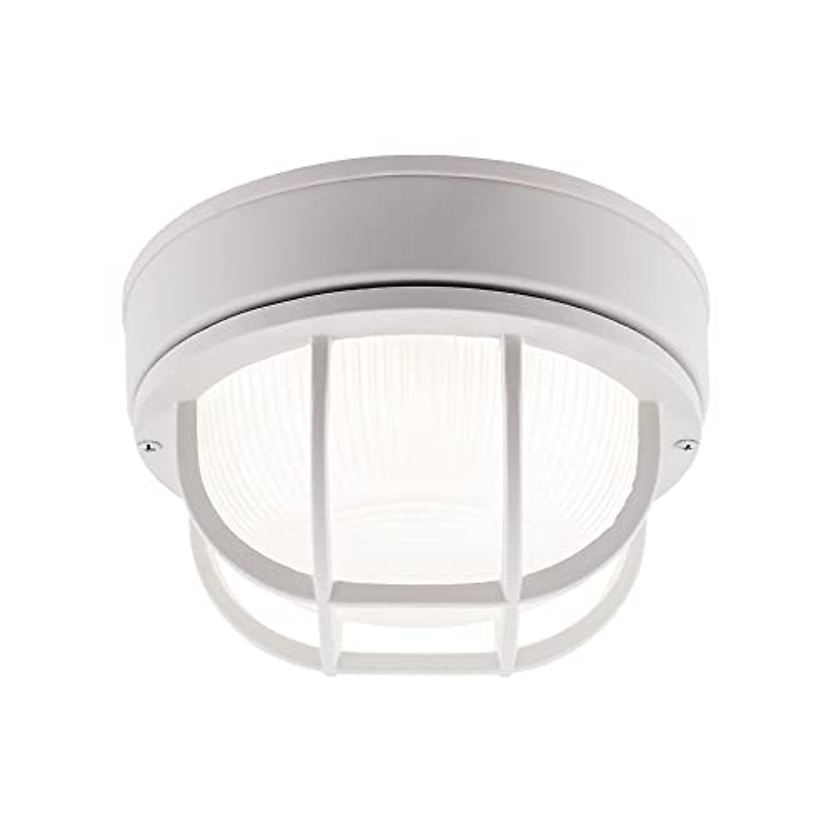YoonLIT SMARTLIFE Outdoor LED Bulkhead Light, Flush Mount for Wall or Ceiling, 8.0 inch, 11.5W 900 Lumens, 5000K Daylight White, Aluminum Housing Plus Frosted Glass Cover, White Finish, 1-Pack