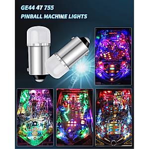GE 44 47 755 756 1893 1895 1847 Bulb BA9S DC/AC 6.3V 6V Bayonet Led Bulb for Pinball Led Bulbs Pinball Machine Light Bulb Lamp, Pack of 10 (Warm White)