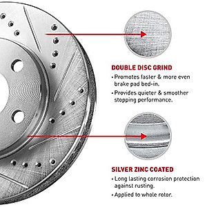 R1 Concepts Rear Brake Rotor Kit |Brake Rotors| Brake Disc |Drilled and Slotted| WGPN1-74039