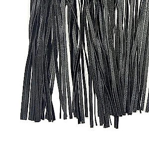 KKmeter Women's Faux Leather Waistband Fringe Tassel Skirt Hippie Boho High Waist Adjustable Double Waist Belt Skirt Clubwear (Black)