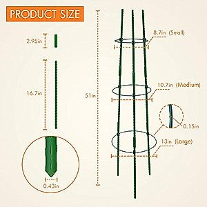 Gardzen 3-Pack Tomato Cage, Plants Support, Trellis Climbing Ring Cage, Stand for Pepper Eggplant Tomato Flowers