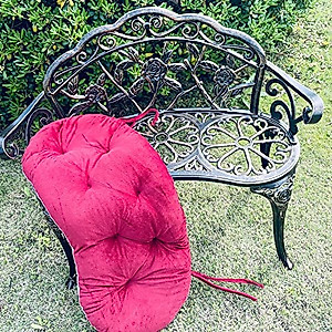Mandolin Outdoor Bench Park Garden Bench,All Chair Anti Rust Cast Aluminum Patio Yard Bench,Carved Rose Loveseat Bench for Backyard .Porch.Balcony.Lawn (Copper with Cushion)