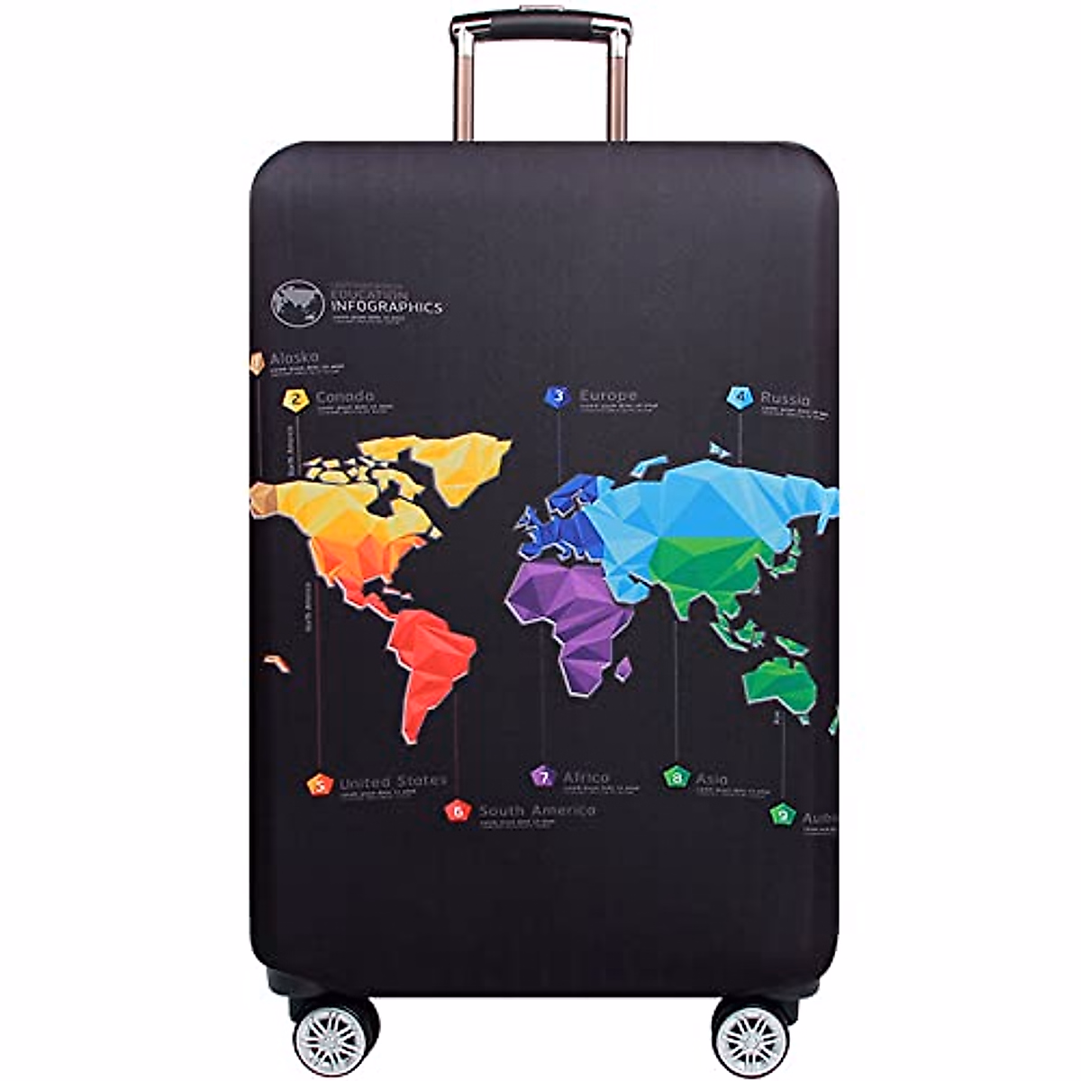 MosaiRudo Thicker Luggage Cover Elastic Suitcase Cover Protector Fits 18-32 Inch Suitcase Travel Accessories (Abstract Map, L)