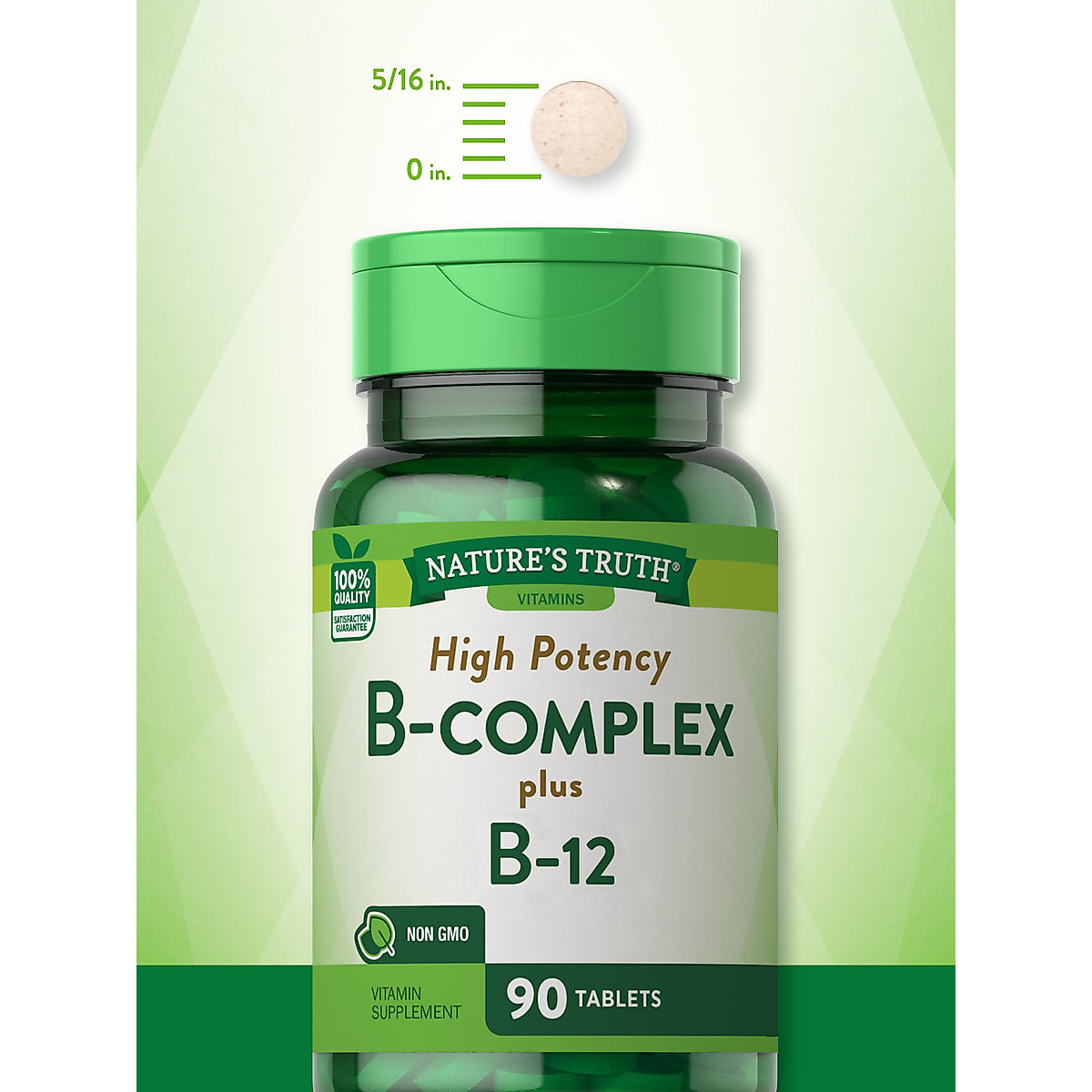 Nature's Truth Vitamin B Complex | Plus B12 | 90 Tablets | Vegetarian and Non-GMO Supplement