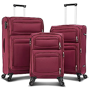 Merax Softside Luggage Set, TSA Lock Expandable Spinner Wheel Luggage, 3 Piece Set Suitcase