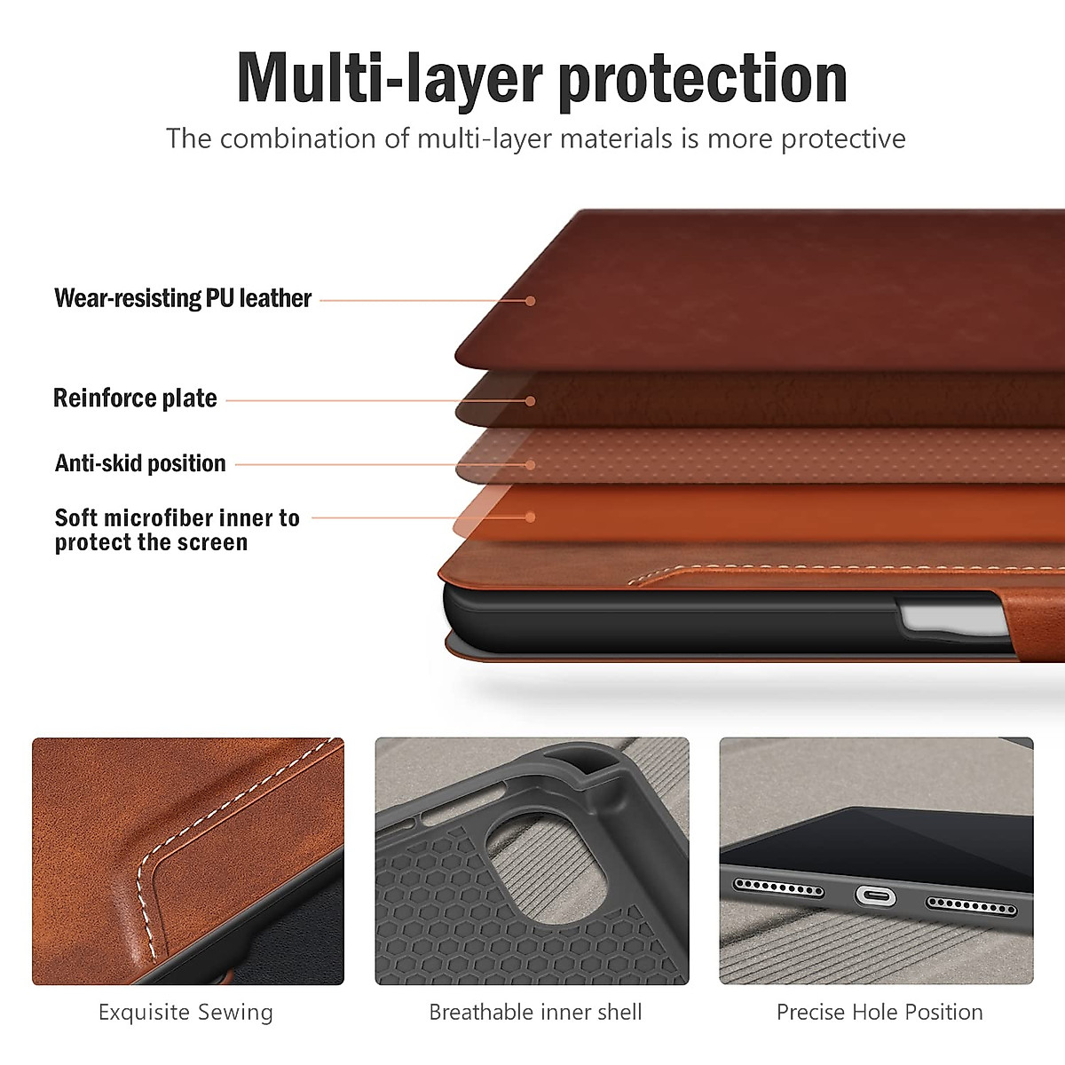 Antbox Case for iPad Mini 7 A17 Pro Case, iPad Mini 7th/6th Generation Case (2024/2021) with Pencil Holder Vegan Leather Smart Cover with Auto Sleep/Wake Stand Function