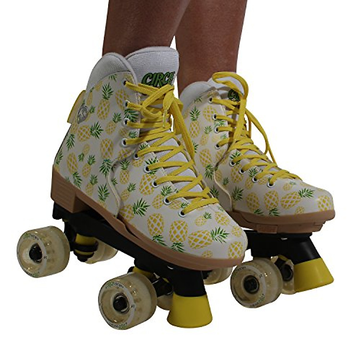 Circle Society Classic Adjustable Children's Roller Skates, 3-7 US Girls, Crushed Pineapple,White