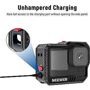 NEEWER Hero11 Cage / Hero10 Cage / Hero9 Vlog Cage, All Metal Form Fitting Video Cage with 1/4" Threads & Cold Shoes, Supports Max Lens Mod, Compatible with GoPro SmallRig Accessories (ST46)