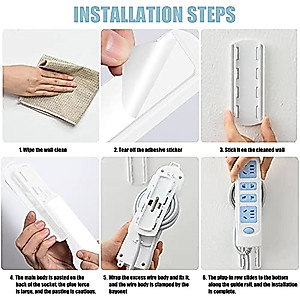 ORIJOYNA Power Strip Holder 2 Pack Self Adhesive Power Strip Mounts with Wire Wrap Function WiFi Router Surge Protector Mount Fixator Wall Mount Punch Free Cable Management System
