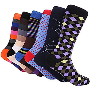 Marino Mens Dress Socks - Fun Colorful Socks for Men - Cotton Funky Socks - 6 Pack - Exclusive Collection - 10-13