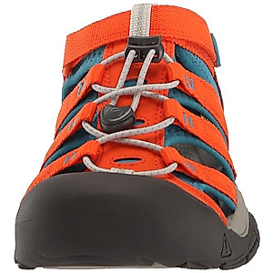 KEEN Newport H2 Closed Toe Water Sandals, Safety Orange/Fjord Blue, 8 US Unisex little kid