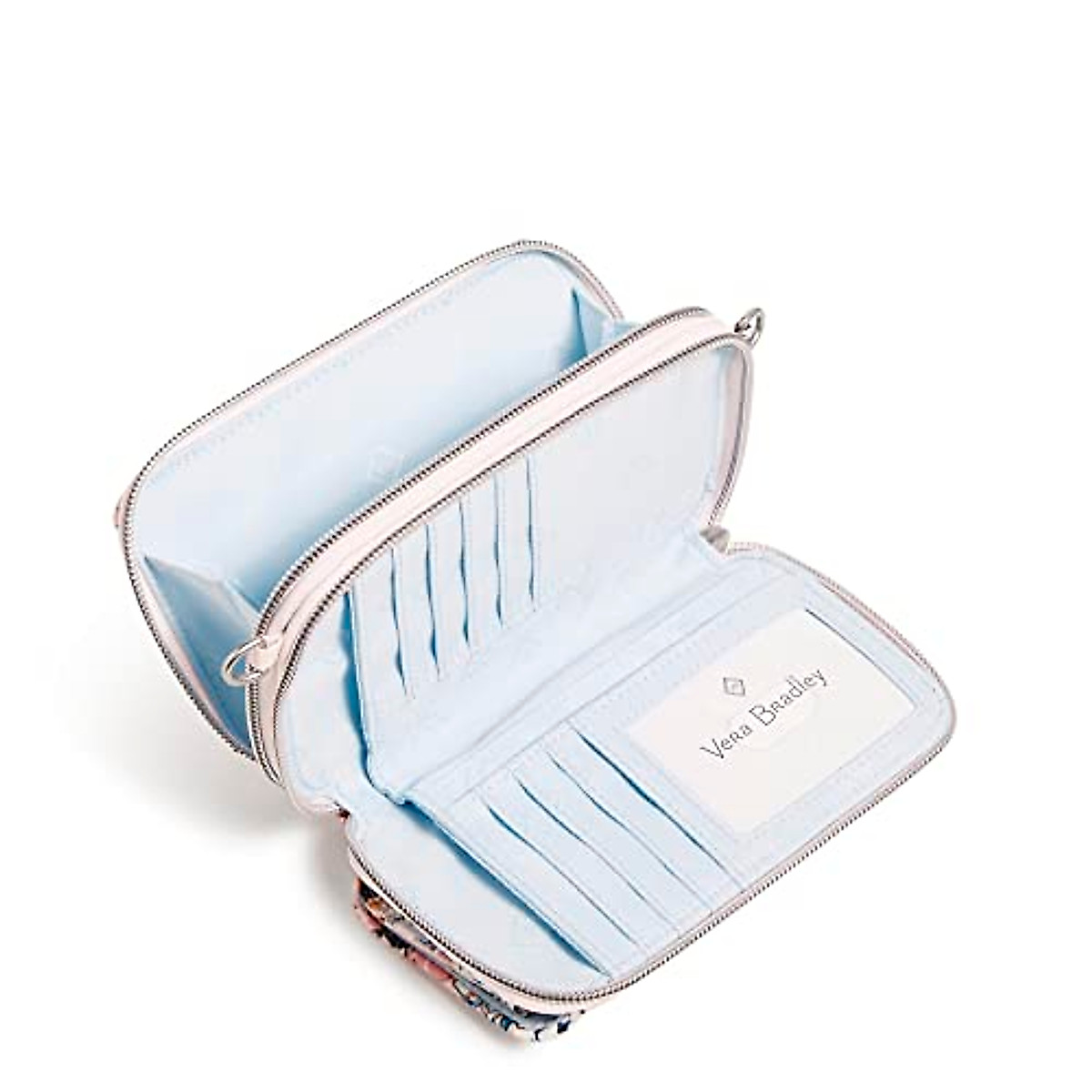 Vera Bradley Women's Performance Twill All in One Crossbody Purse With RFID Protection, Peach Blossom Bouquet, One Size