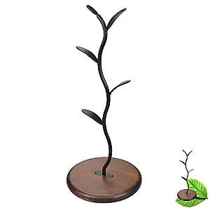 PROFECTUS Mug Holder, 16-inch Wooden Base Mug Holder Stand,Tea Cup Storage Rack Countertop,Suitable for Decoration of Cafe and Kitchen Accessories