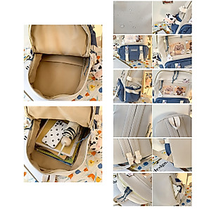 Kawaii Backpack Aesthetic Laptop Bag Large Capacity School Bag 17in Cute Bookbag Backpacks for Girls with Badge&Cute Pendant Pink1