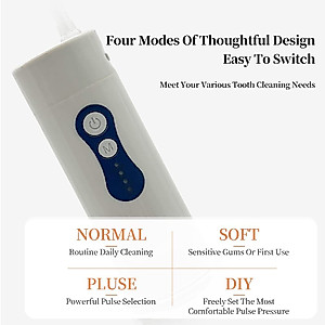 Water Dental flosser for Teeth Cleaning - LEJOUR Tooth Care, Cordless Portable Rechargeable Oral Irrigator 4 Modes 5 Tips IPX7 Waterproof Powerful Battery Water Teeth Cleaner Pick for Home Travel